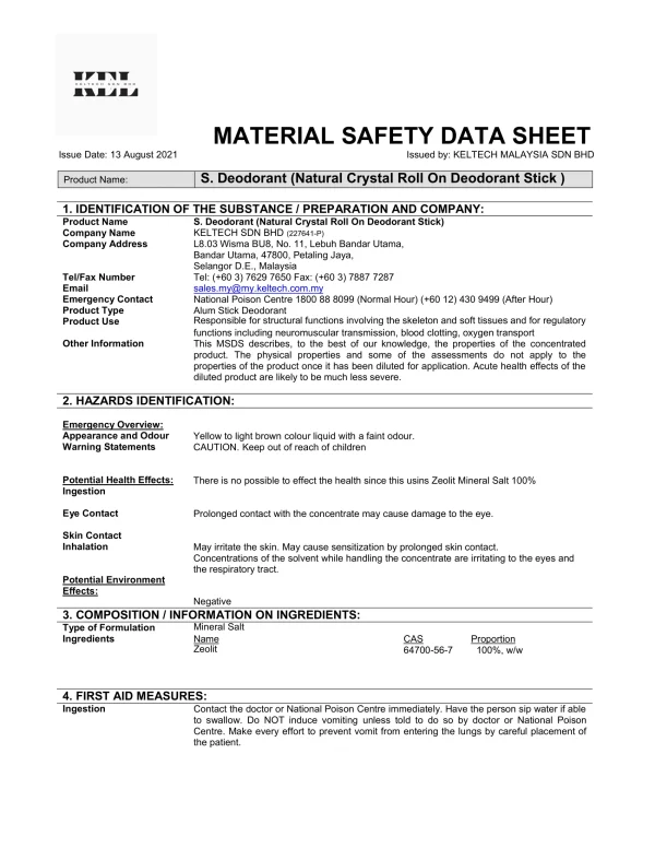 S Dot Deodorant – 100% Mineral Semulajadi